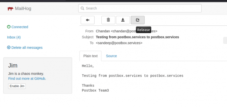 Mailhog for email test environment - Postbox Consultancy Services