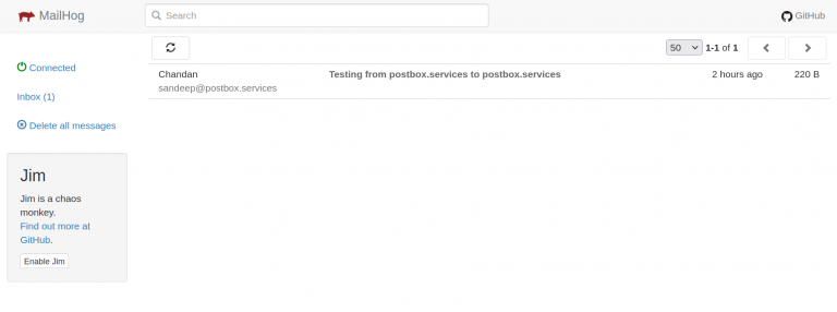 Mailhog for email test environment - Postbox Consultancy Services
