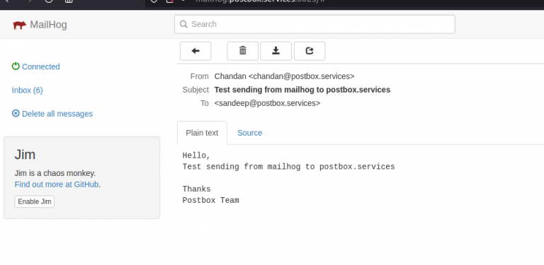 Mailhog for email test environment - Postbox Consultancy Services